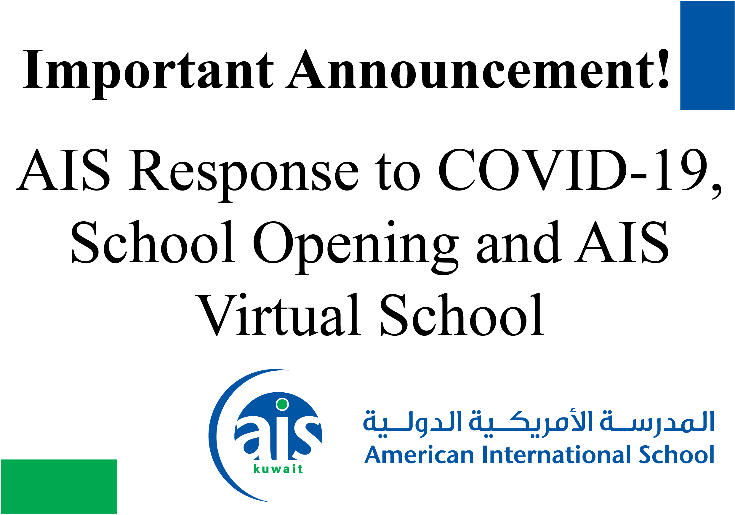 Information about school opening and virtual school - American ...